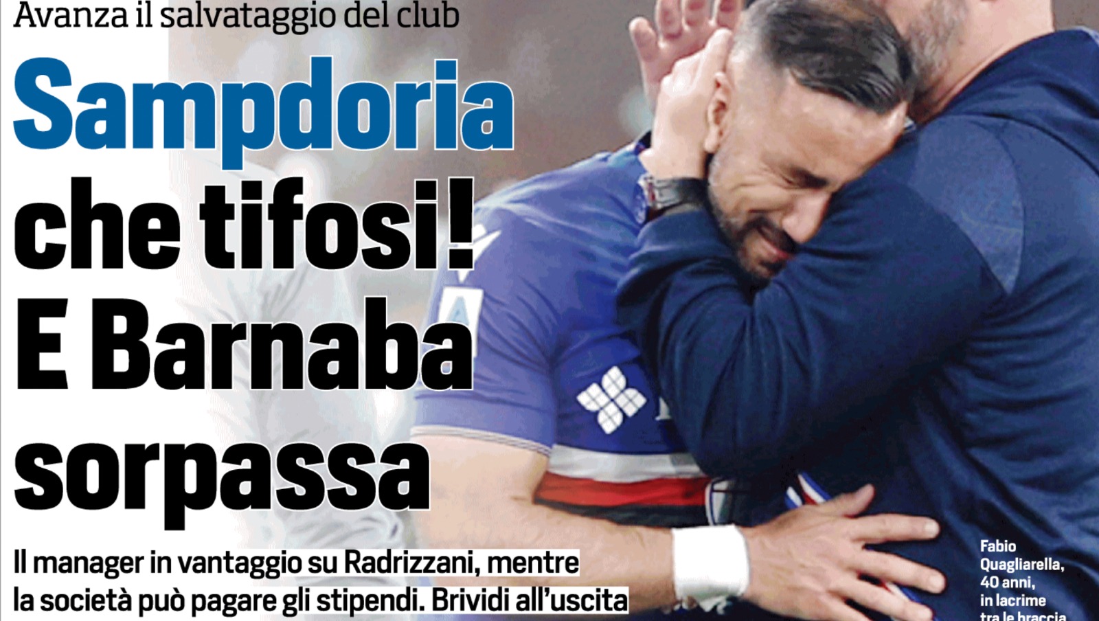 Cessione Sampdoria, Tuttosport controcorrente: Barnaba è in vantaggio