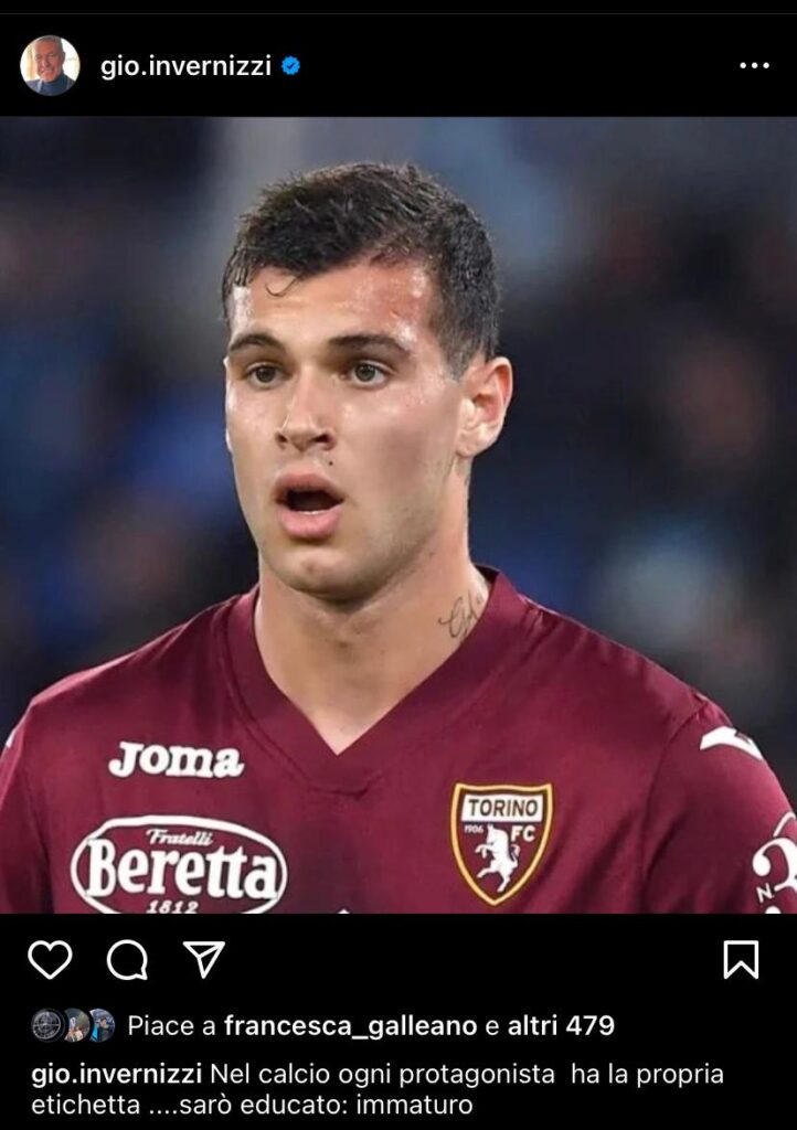 Giovanni Invernizzi attacca Pellegri e ricorda lo stile Mantovani