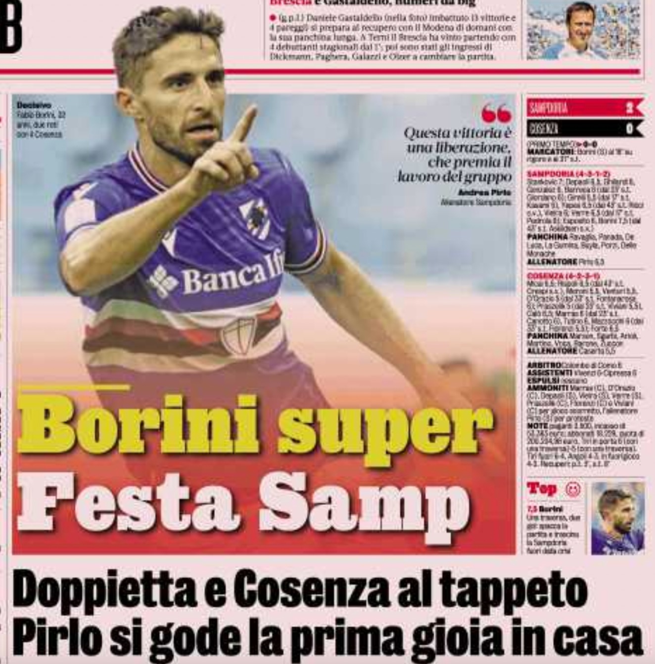 Sampdoria-Cosenza, Gazzetta: ecco perché Pirlo ha voluto Borini Sampdoria-Cosenza, Gazzetta: ecco perché Pirlo ha voluto Borini