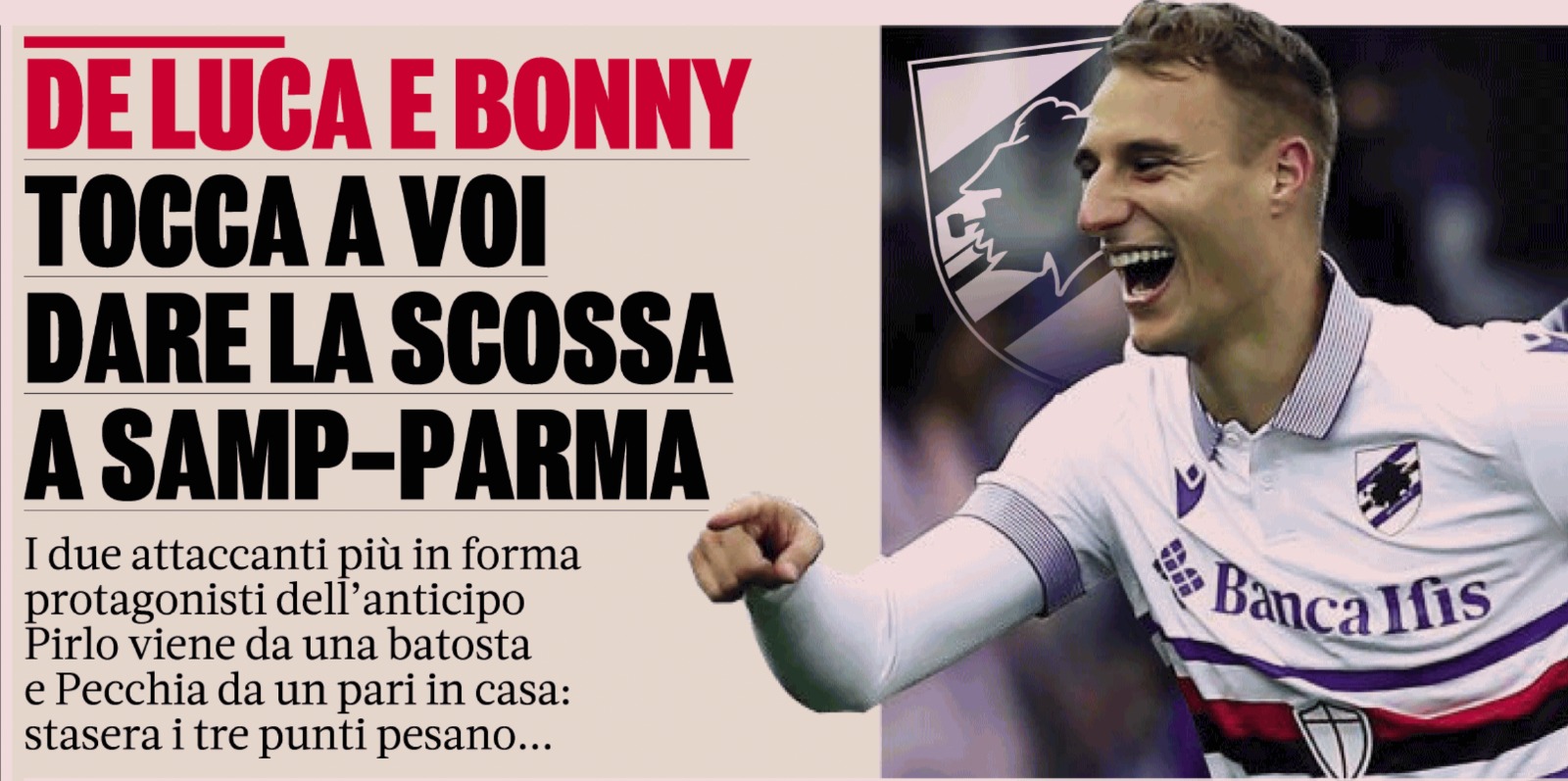 Sampdoria-Parma, Manuel De Luca contro Bonny. Il confronto