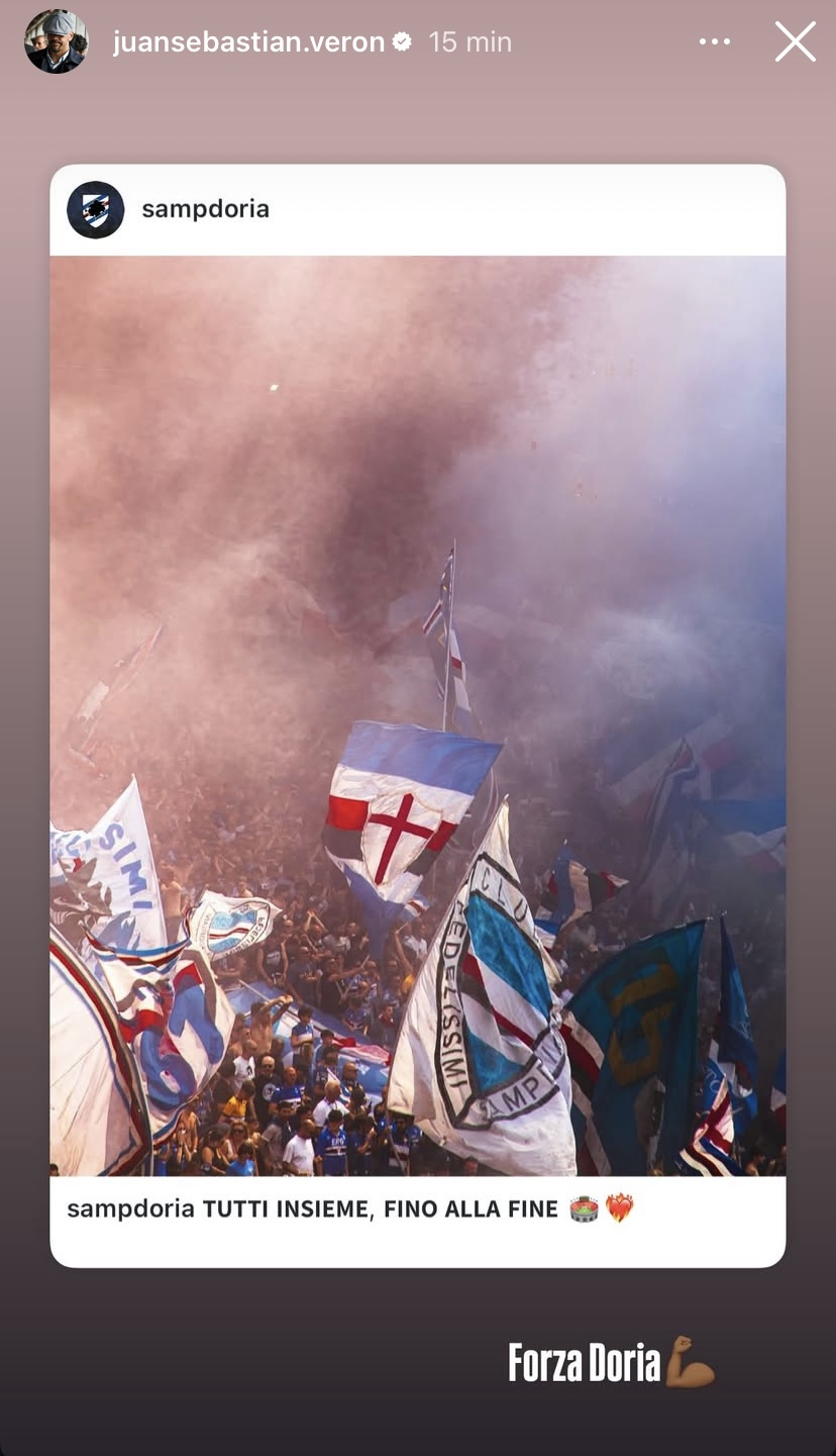 SOCIAL - Sampdoria-Salernitana, Juan Sebastian Veron tifa per l’impresa ...