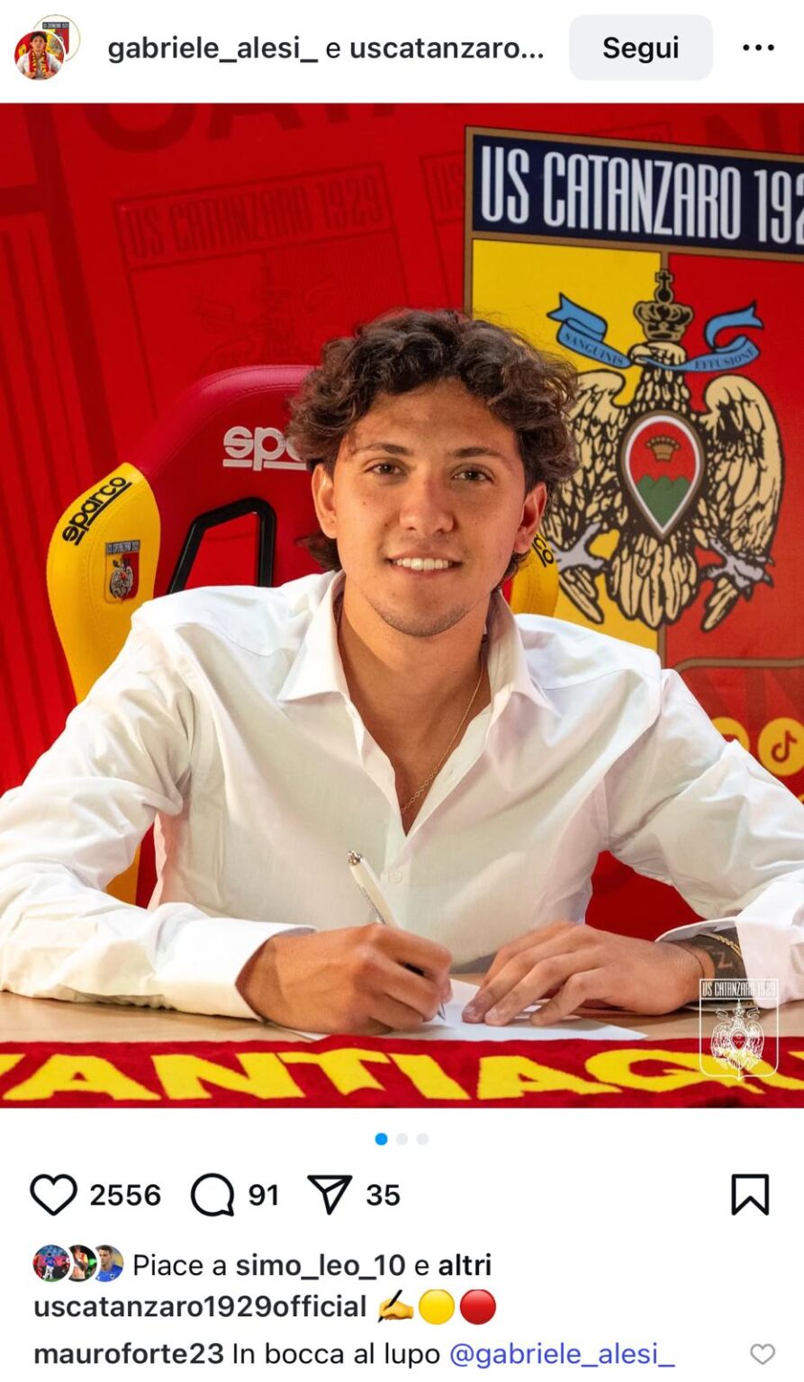 UFFICIALE - Ex Sampdoria, Gabriele Alesi, arriva in Serie B
